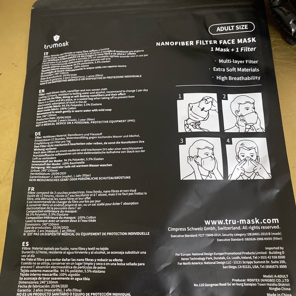 truemask | Accessories | True Mask Adulte Face Mask | Poshmark